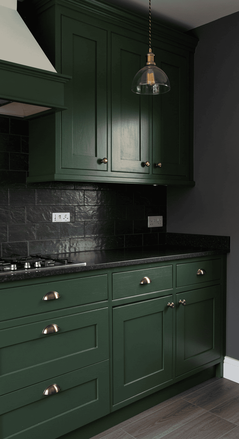 21 Dreamy Dark Green Kitchen Cabinets